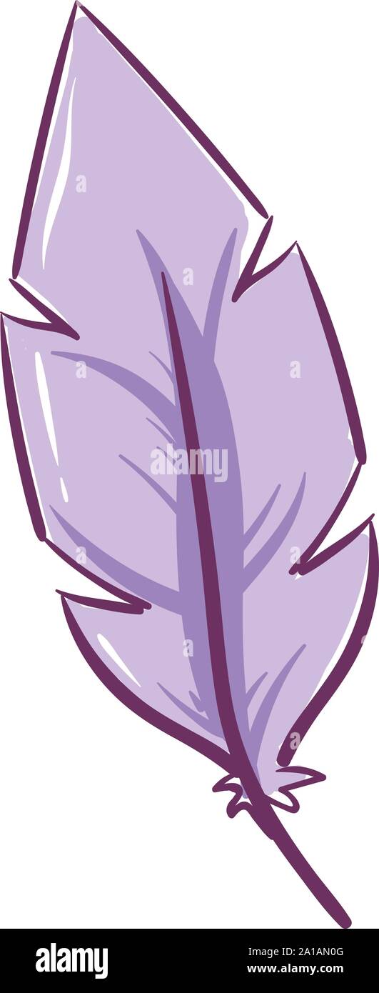 Purple feather, illustration, vector on white background Stock Vector ...