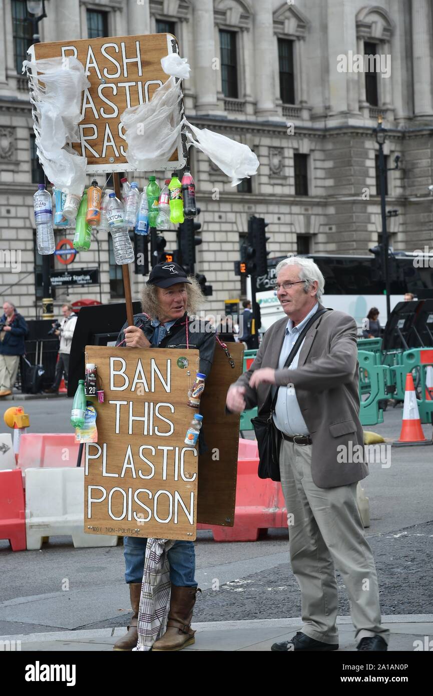 Plastics Environmental protestor outside the houses of parliament Stock ...