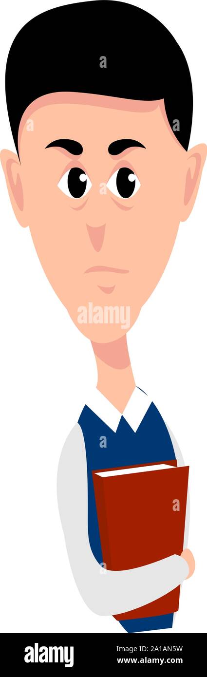 Student with book, illustration, vector on white background Stock ...