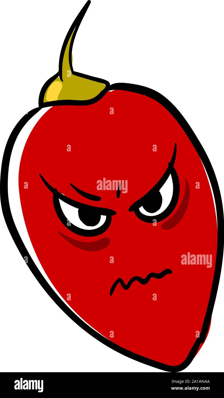 Angry pepper, illustration, vector on white background Stock Vector ...