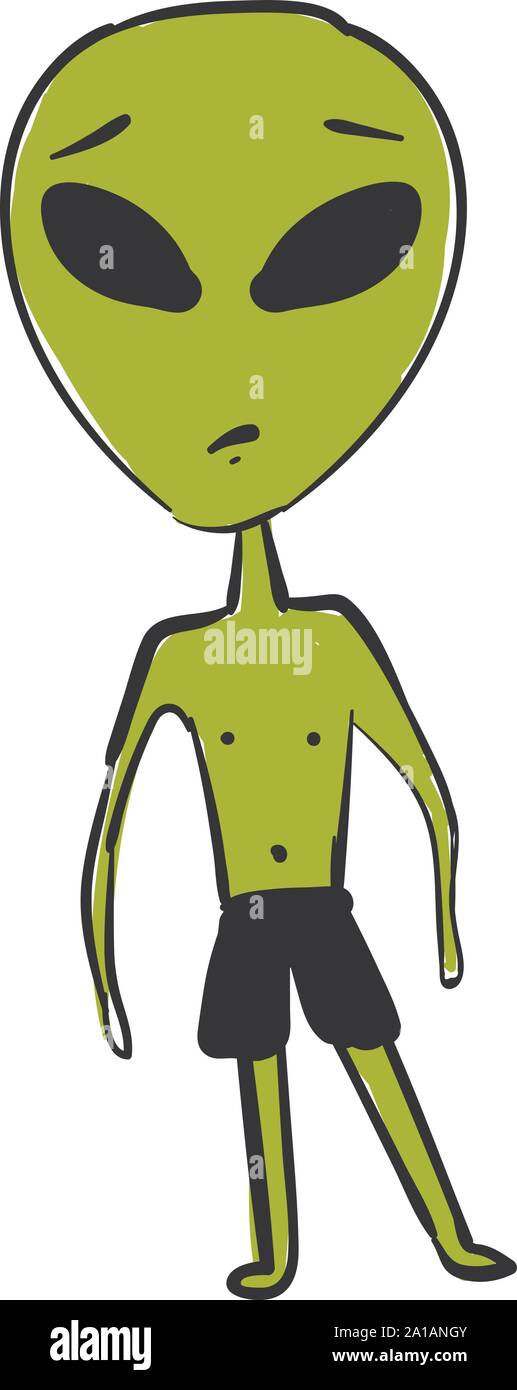 Green alien, illustration, vector on white background Stock Vector ...