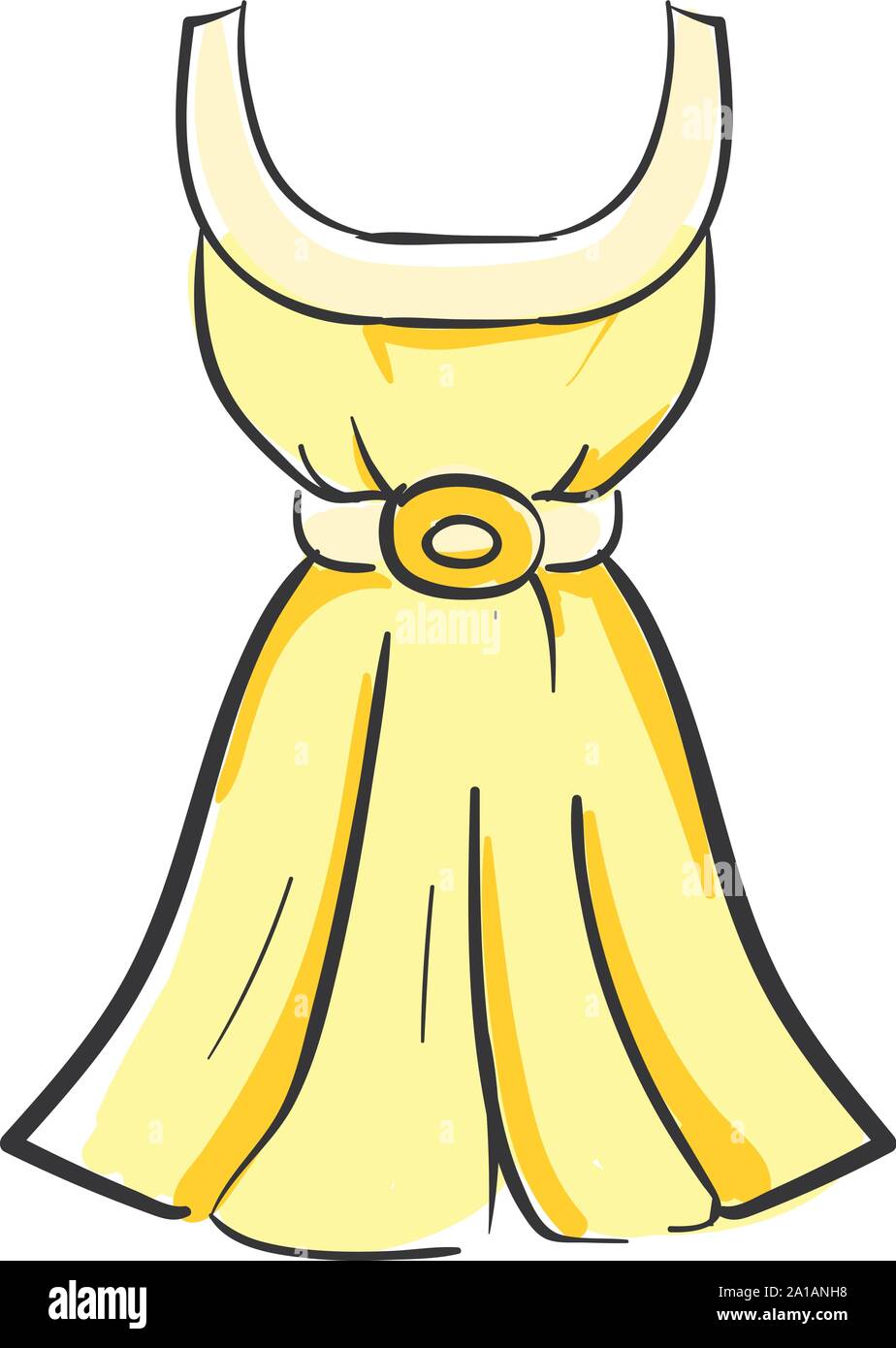 Yellow dress, illustration, vector on white background Stock Vector ...