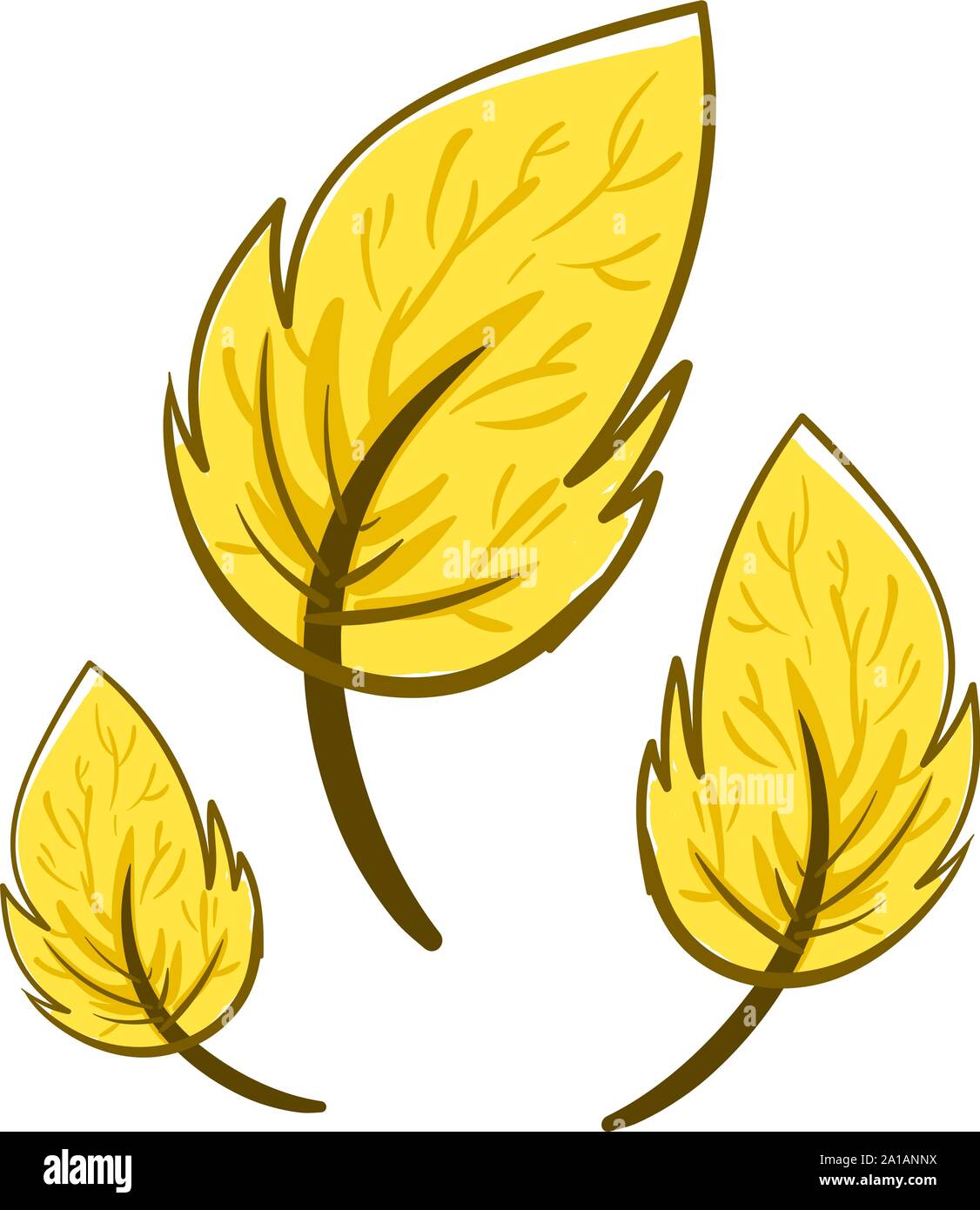 Yellow leaves, illustration, vector on white background Stock Vector ...