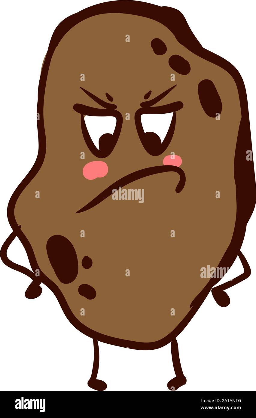 Angry potato, illustration, vector on white background Stock Vector ...