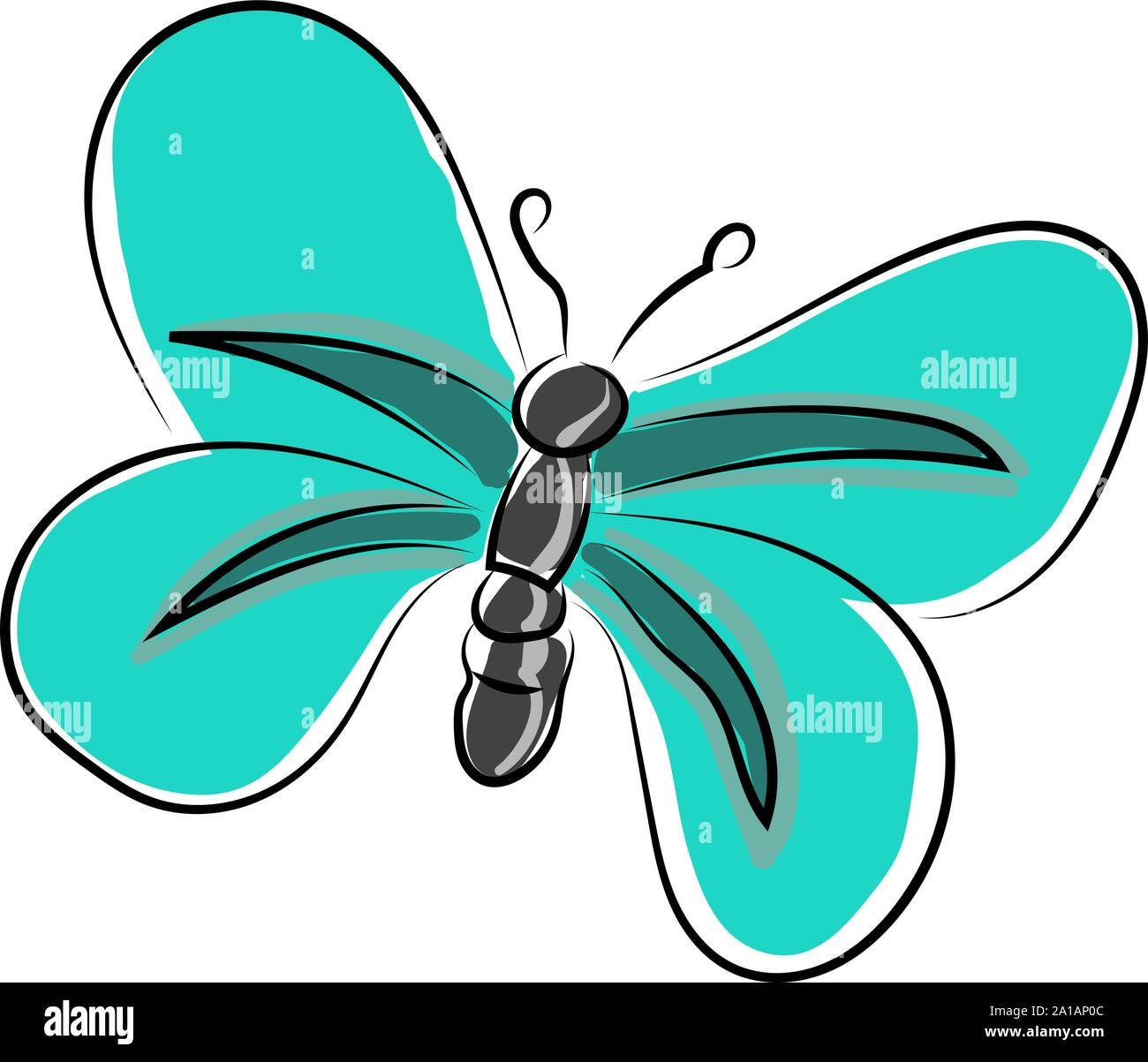 Blue butterfly on leaf Stock Vector Images - Alamy