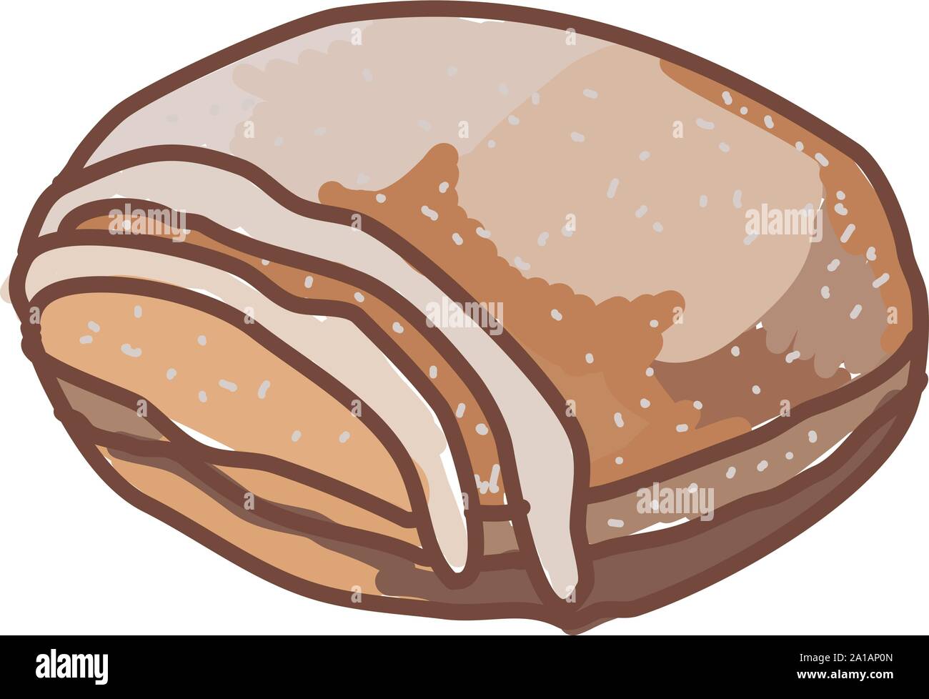 Apple cinnamon donut, illustration, vector on white background Stock ...