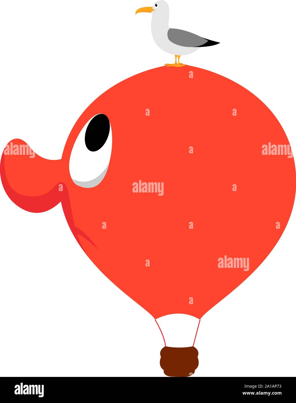 Bird sitting on balloon, illustration, vector on white background Stock ...