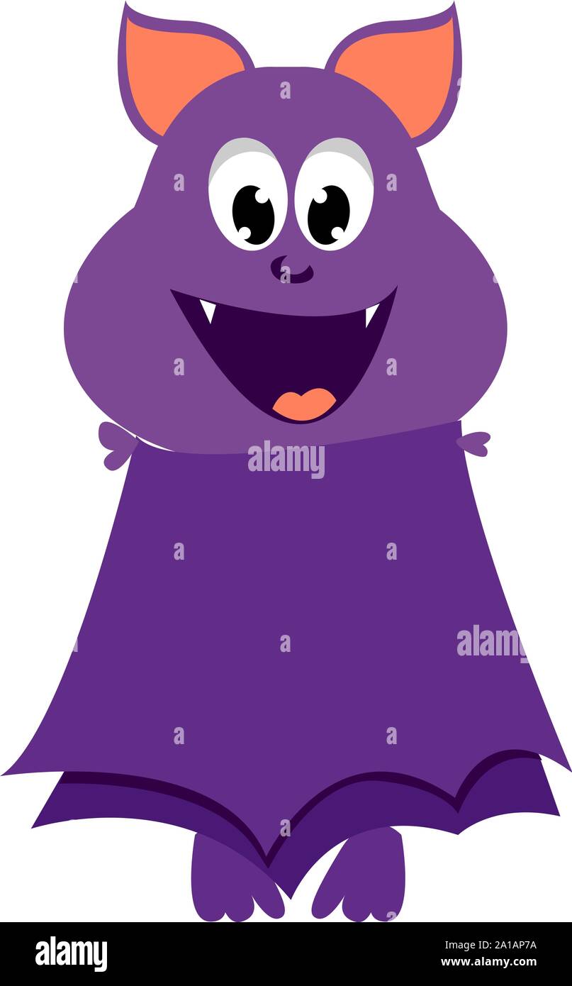 Purple bat, illustration, vector on white background Stock Vector Image ...