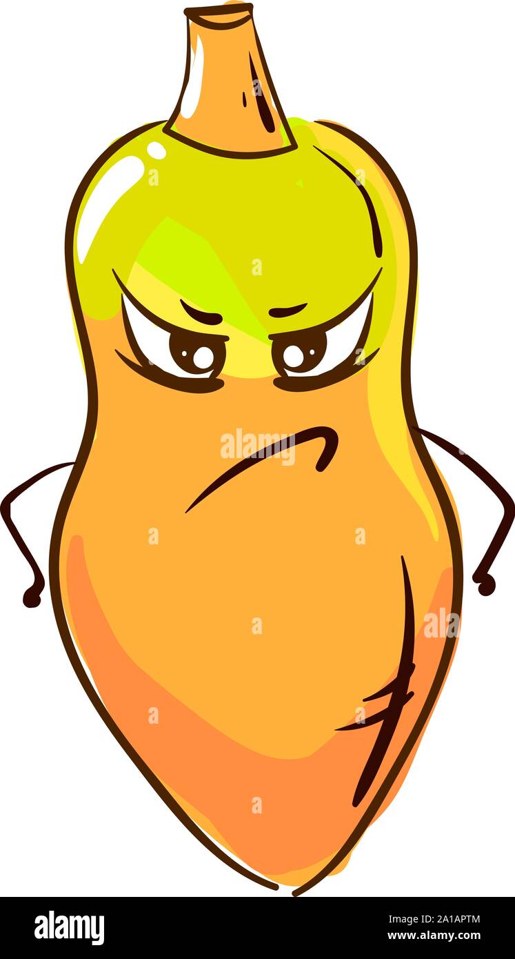 Angry papaya, illustration, vector on white background Stock Vector ...