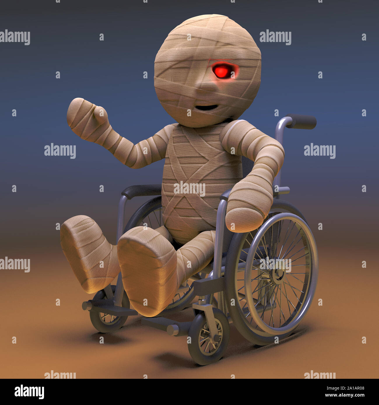 Disabled Egyptian mummy monster has to use a wheelchair sometimes, 3d ...