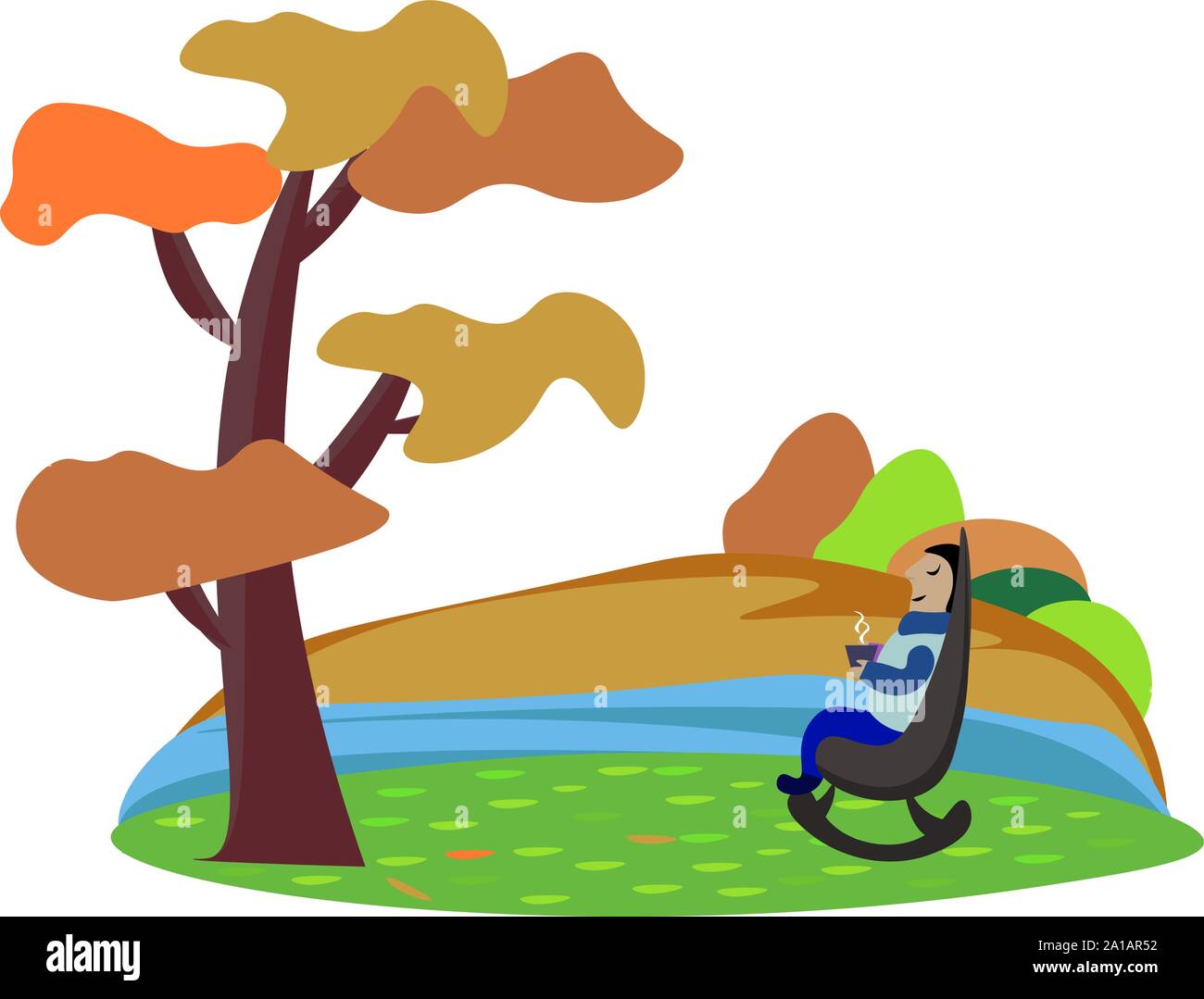 Relax in nature, illustration, vector on white background Stock Vector ...