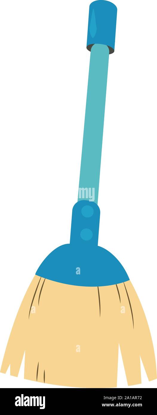 Blue broom, illustration, vector on white background Stock Vector Image ...