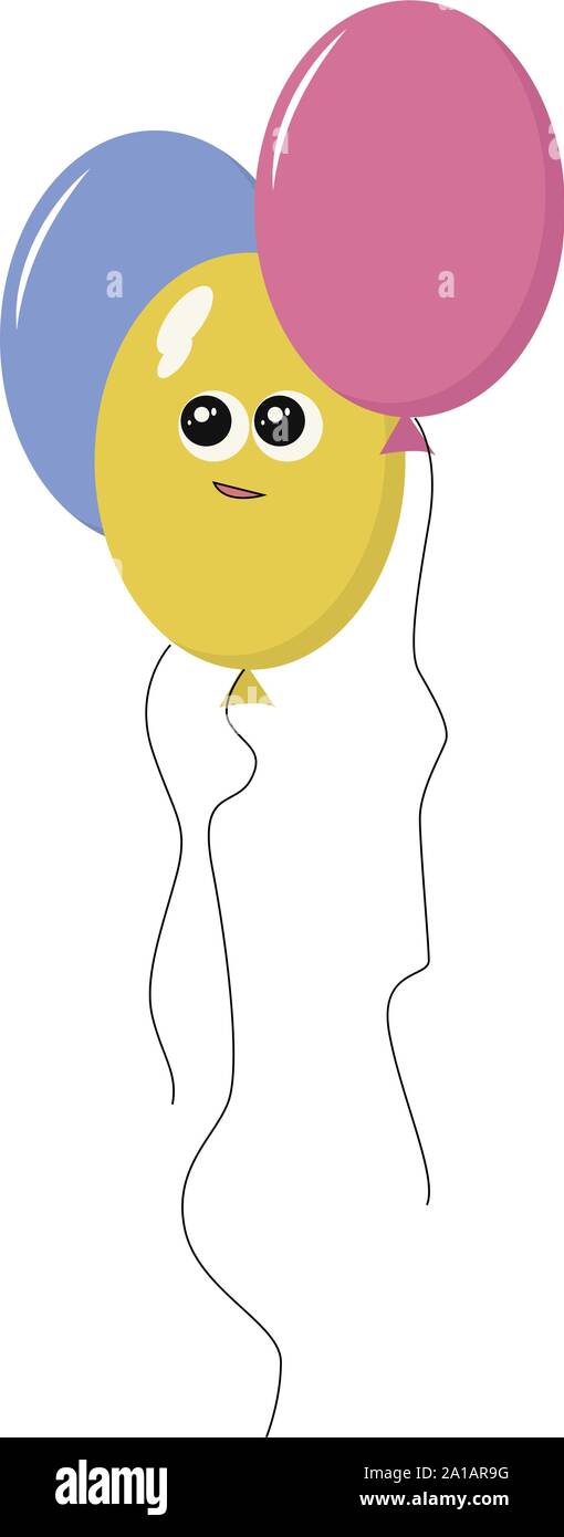 Happy balloons, illustration, vector on white background Stock Vector ...