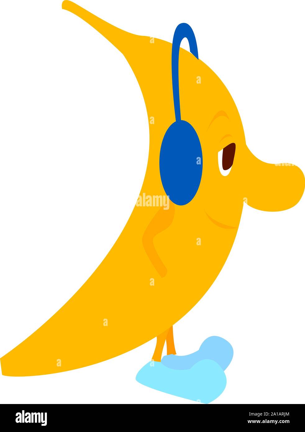 Banana with headphones, illustration, vector on white background Stock ...