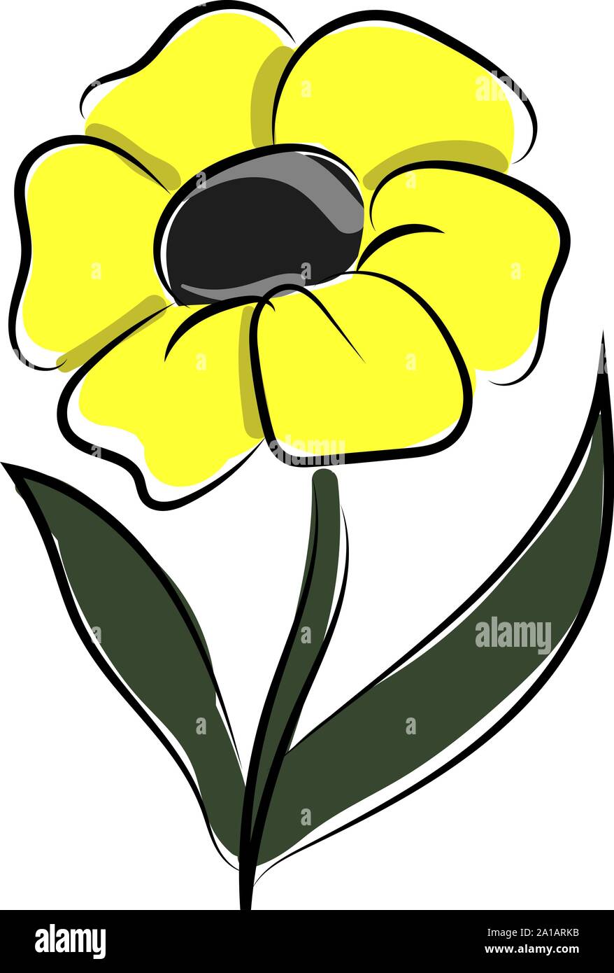 Yellow flower, illustration, vector on white background Stock Vector ...
