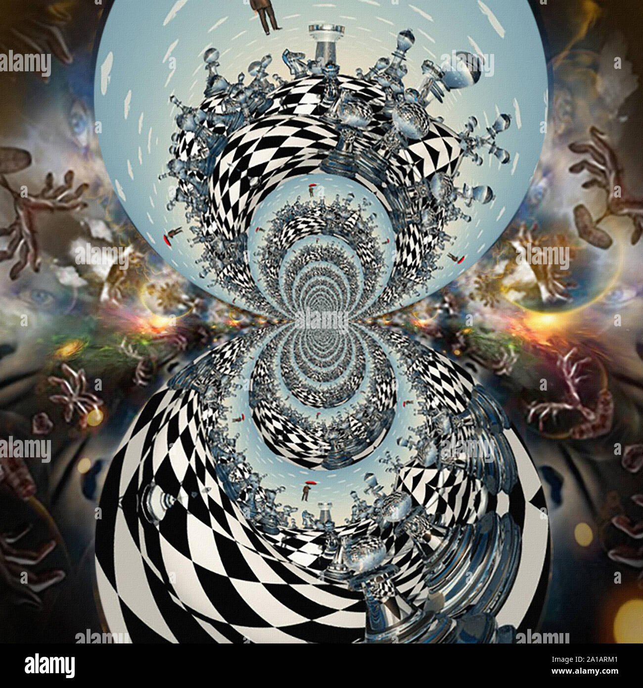 Eternal game. Surreal art. Fractal with chess pieces Stock Photo - Alamy