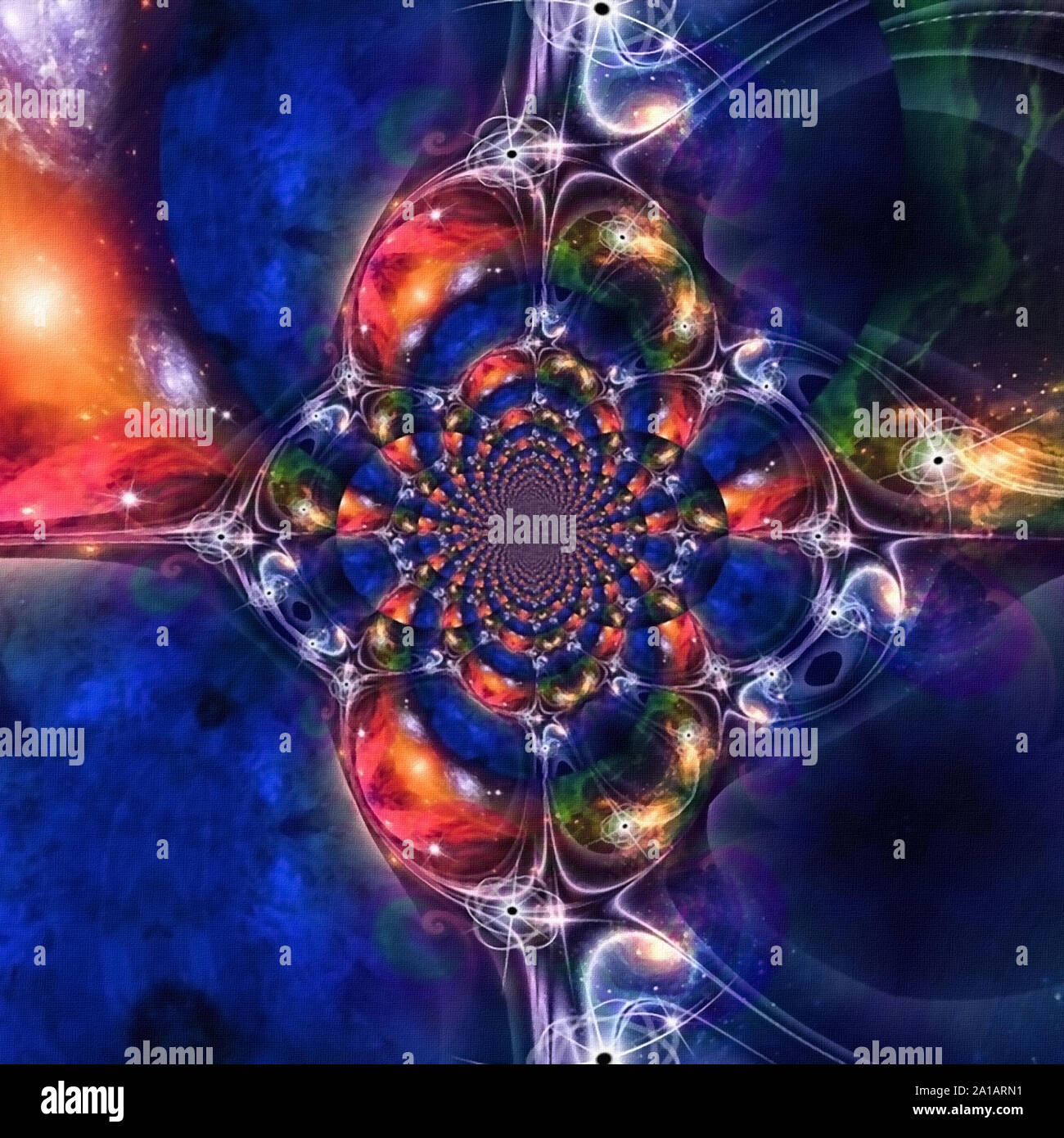 Vivid space fractal. Black holes in endless colorful universe Stock ...