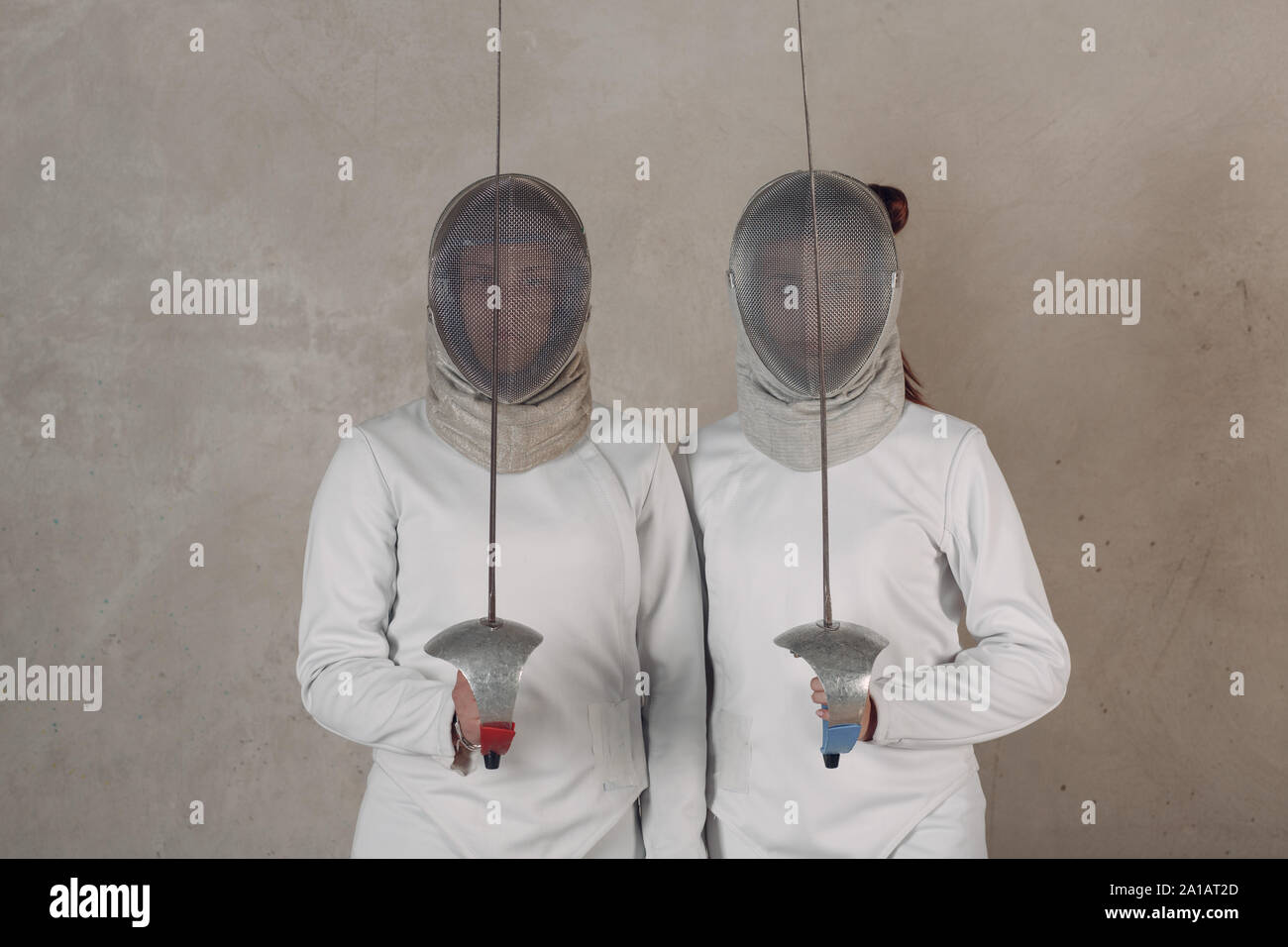 Fencer women with fencing sword Stock Photo - Alamy