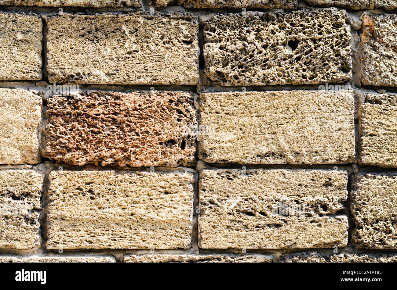 texture wall of porous limestone brick Stock Photo - Alamy