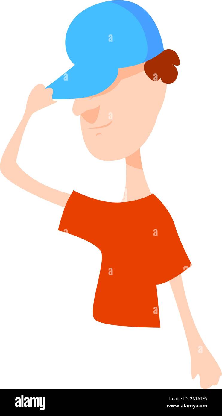 Boy with blue hat, illustration, vector on white background Stock ...