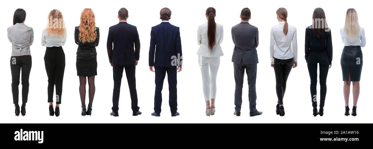 rear view.a group of young business people looking forward Stock Photo ...