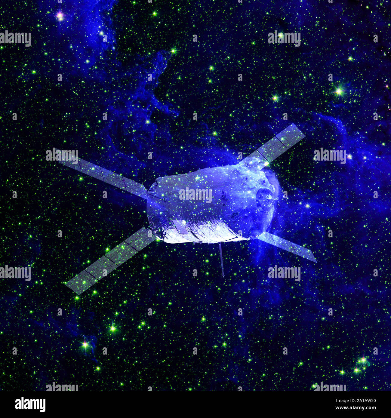 Space shuttle. Infinite space background with nebulas and stars ...