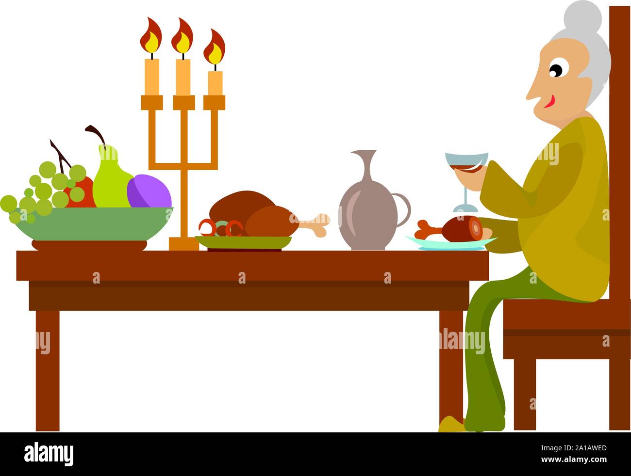 Dinner time, illustration, vector on white background Stock Vector ...