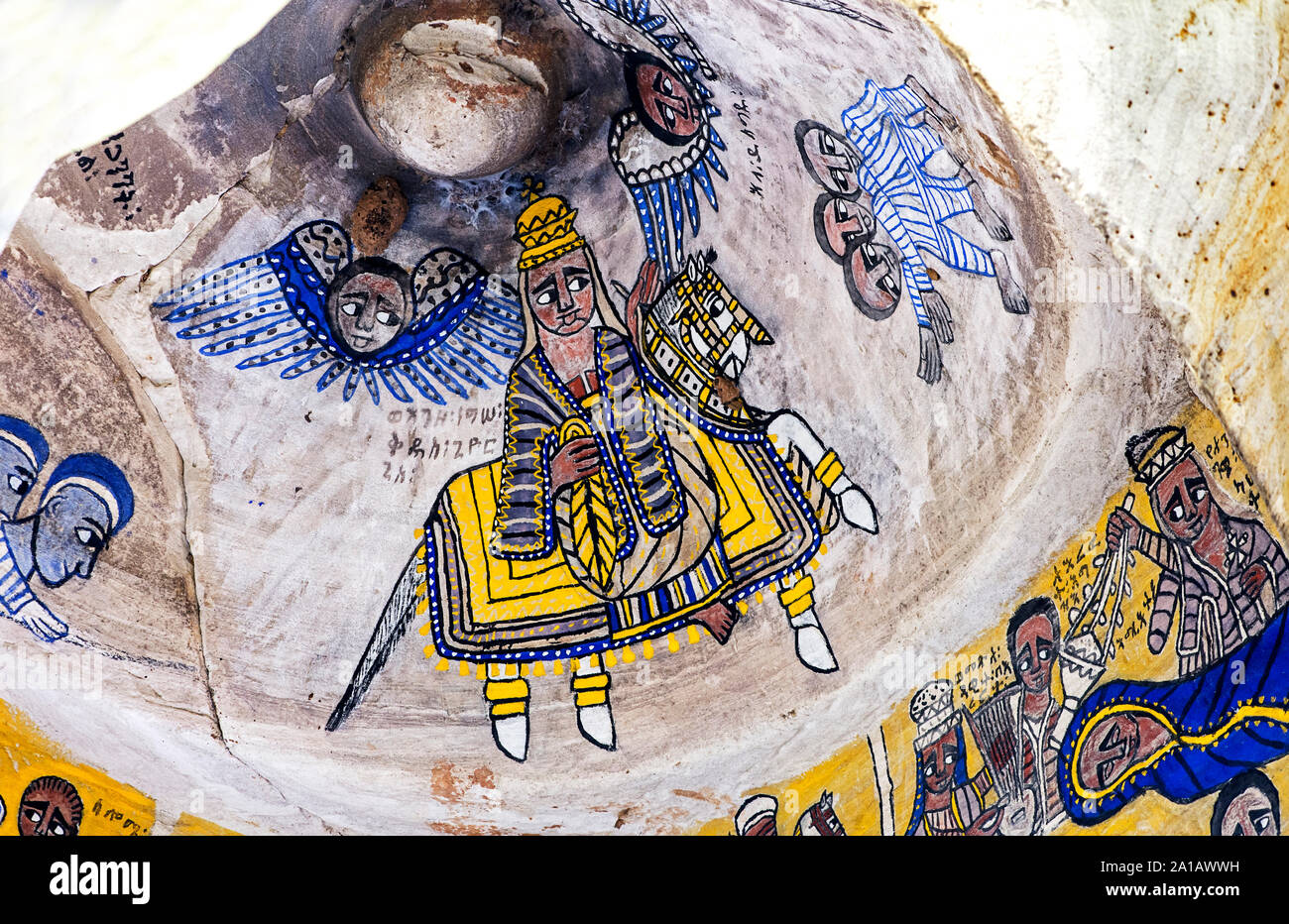 Saint Georg, fresco in the orthodox rock-hewn church Abuna Gebre Mikael ...
