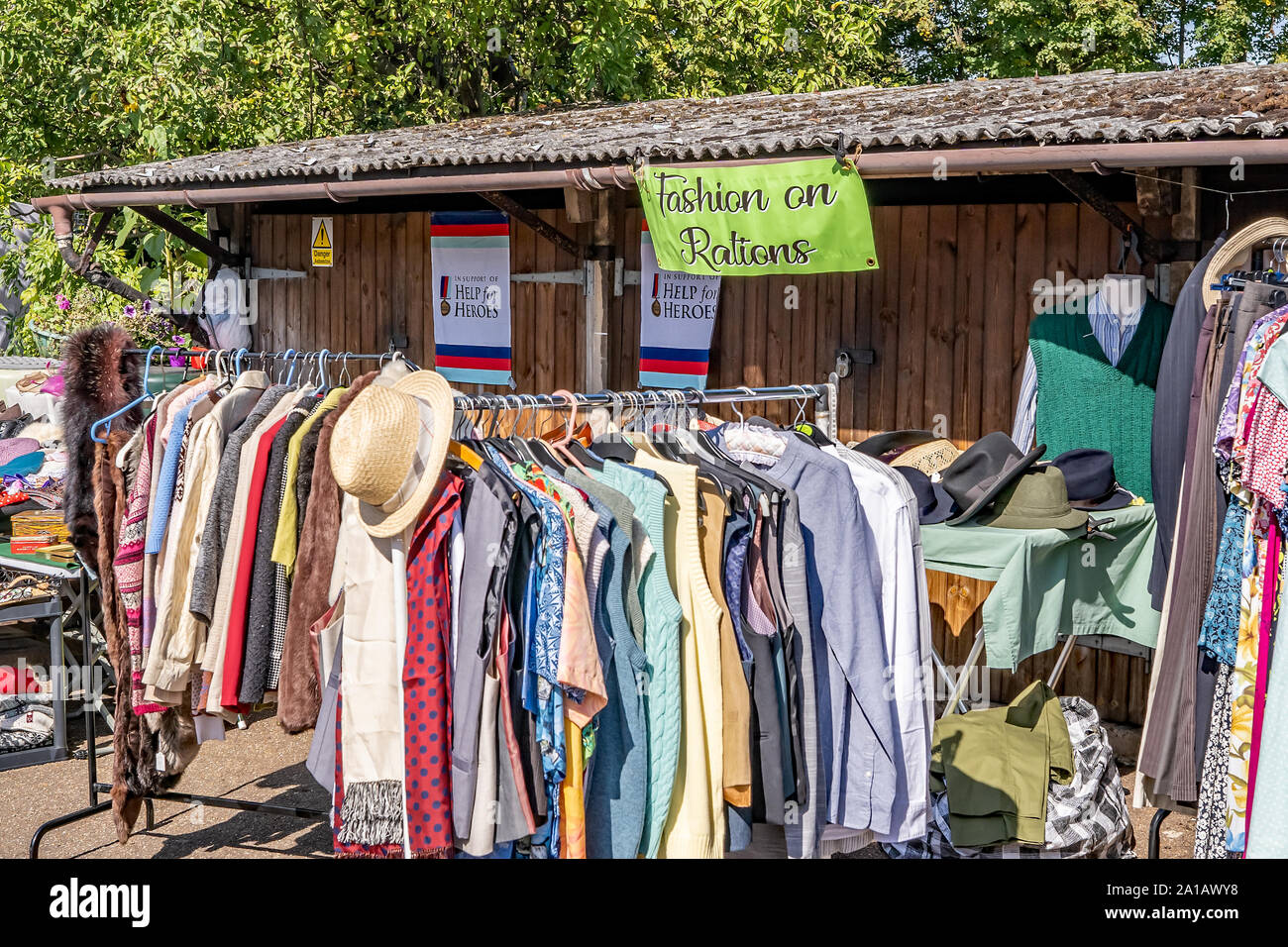Rail of 1940s clothes on display for sale at the annual forties weekend ...