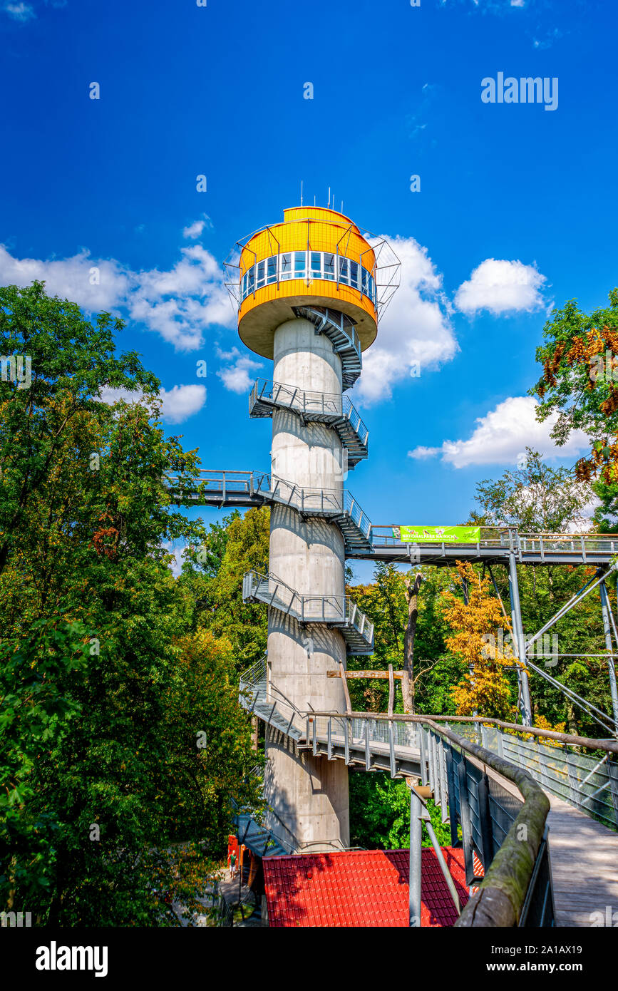 Observation tower at Treetop path in Hainichen in Thuringia Germany ...
