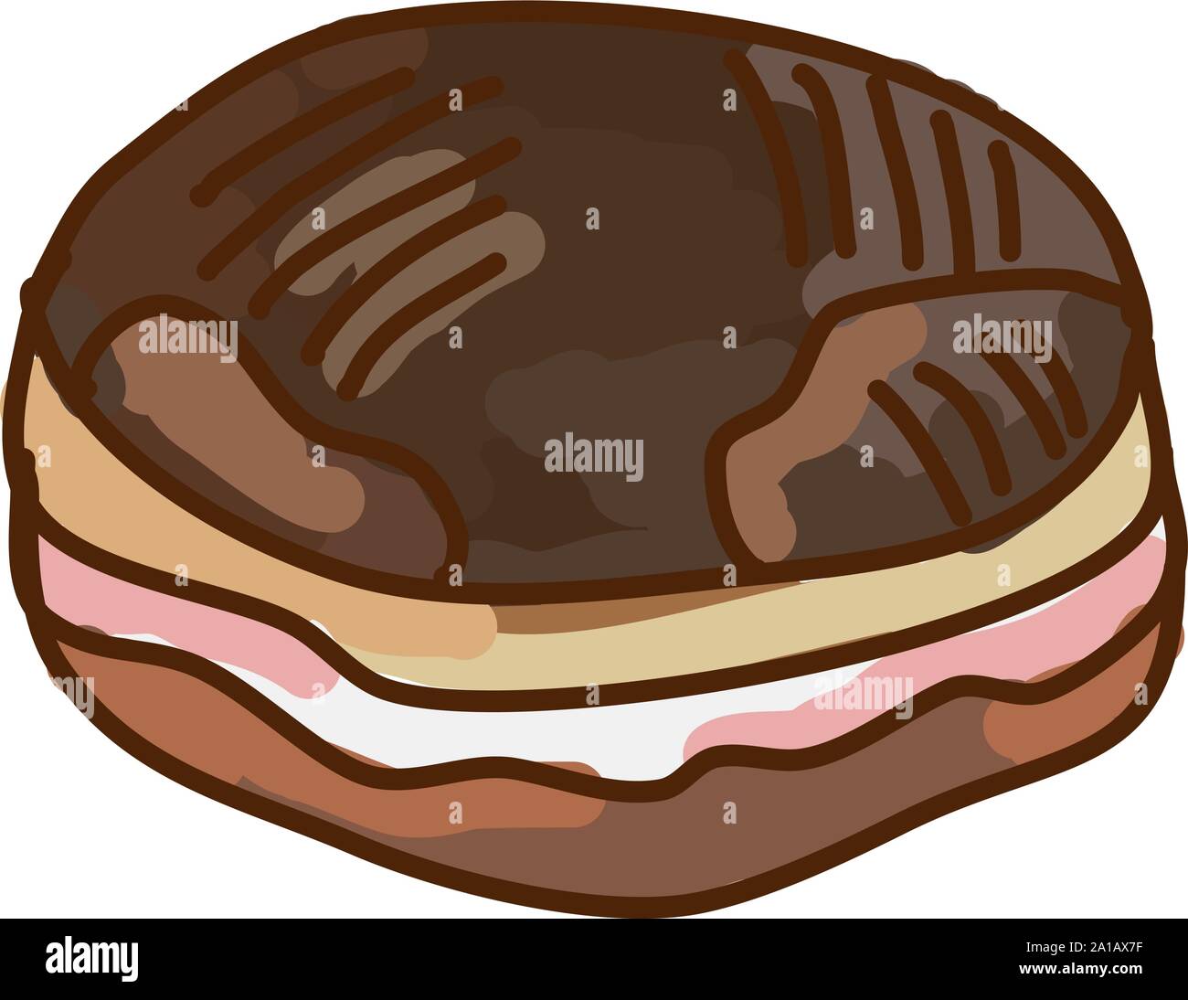 Chocolate donut, illustration, vector on white background Stock Vector ...