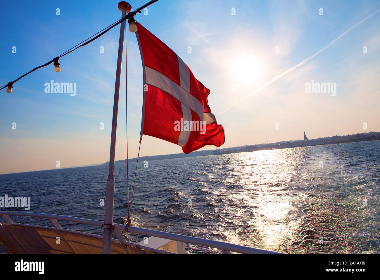 waving danish flag aboard ship Stock Photo - Alamy