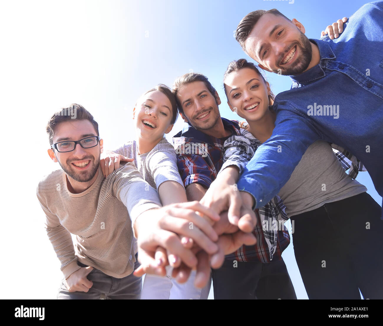 College Students Teamwork Stacking Hand Concept Stock Photo - Alamy