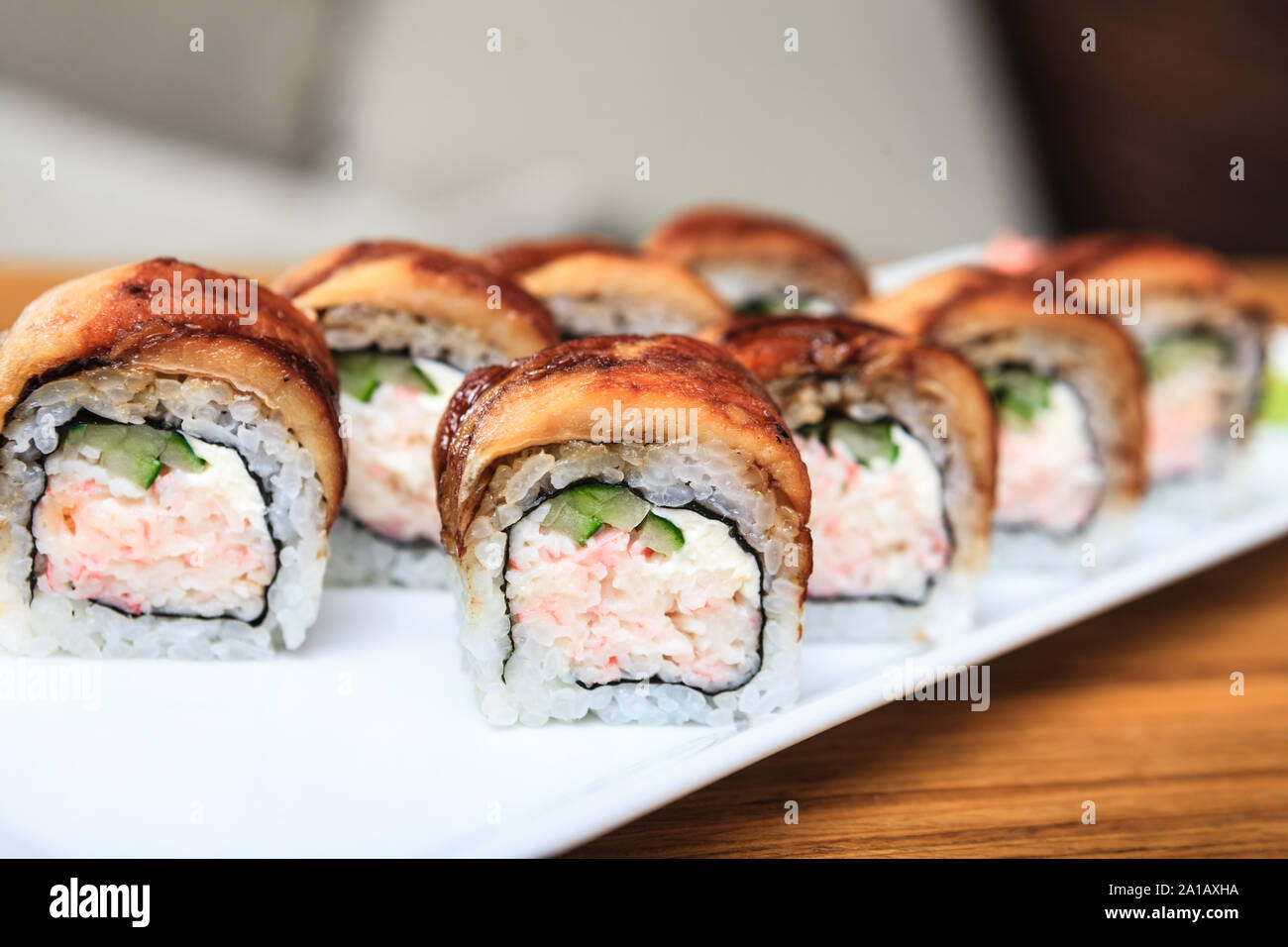 Rolls with eel Stock Photo - Alamy
