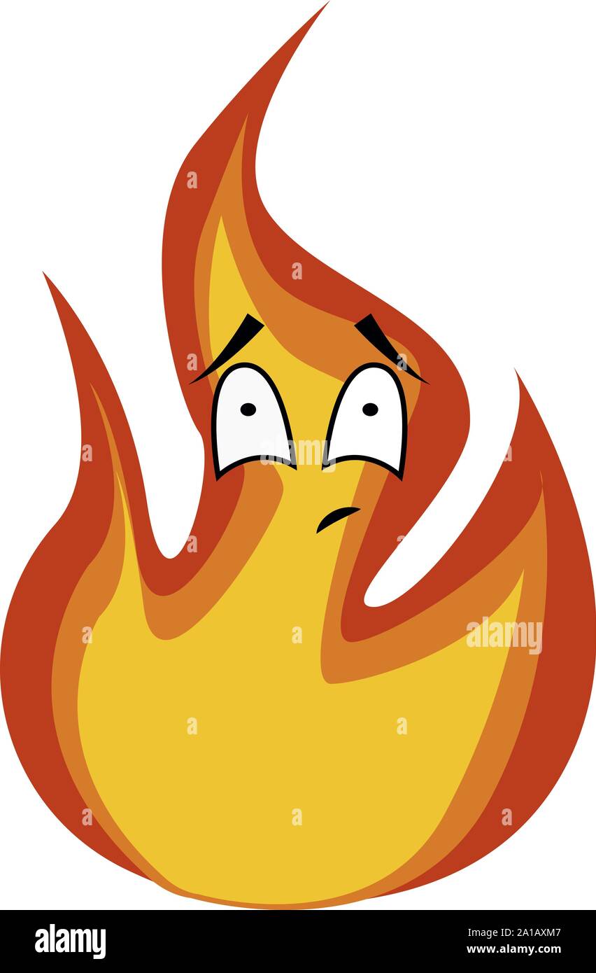 Sad fire, illustration, vector on white background Stock Vector Image ...