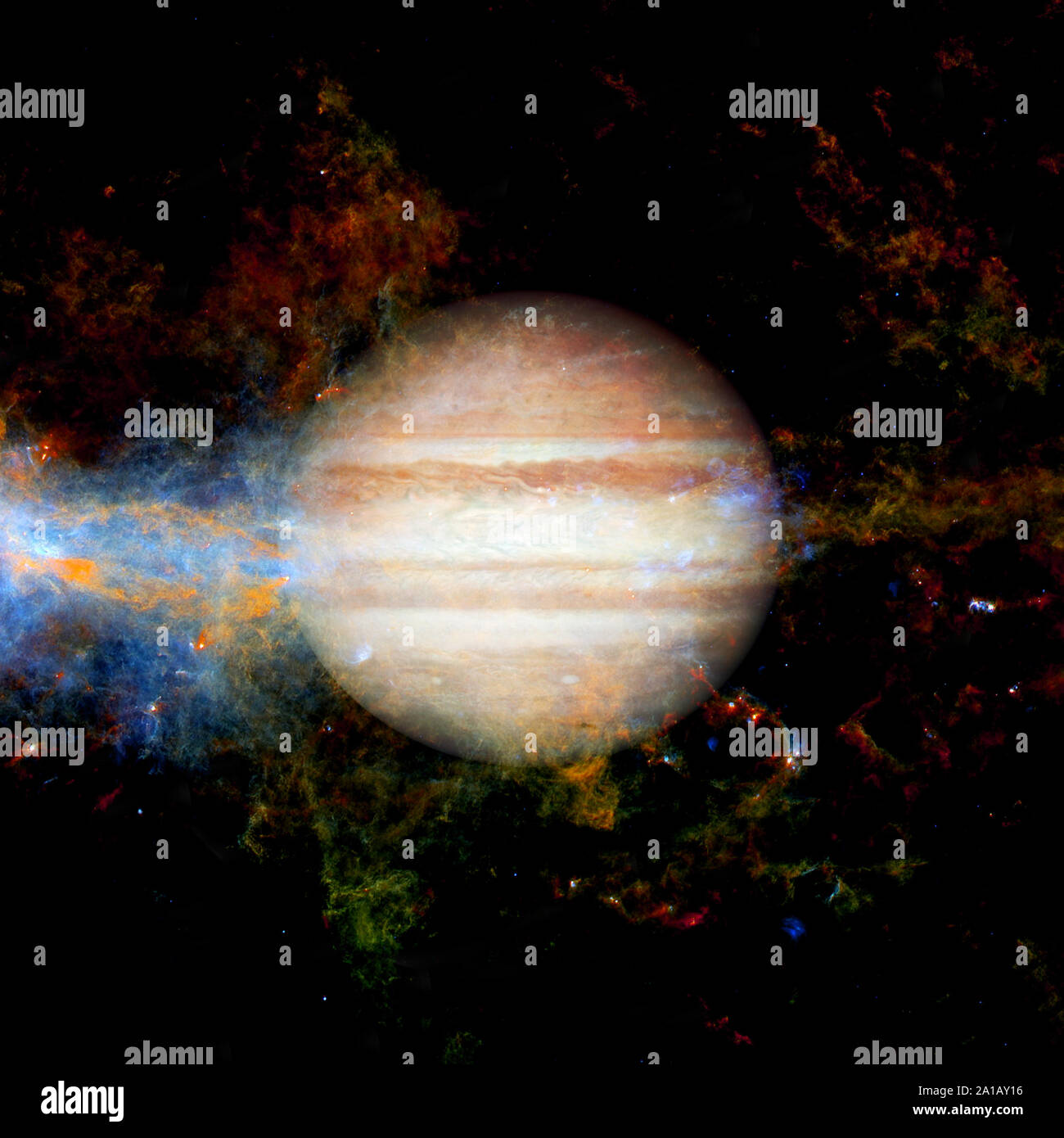 Planet Jupiter in the colorful starry universe. Elements of this image ...