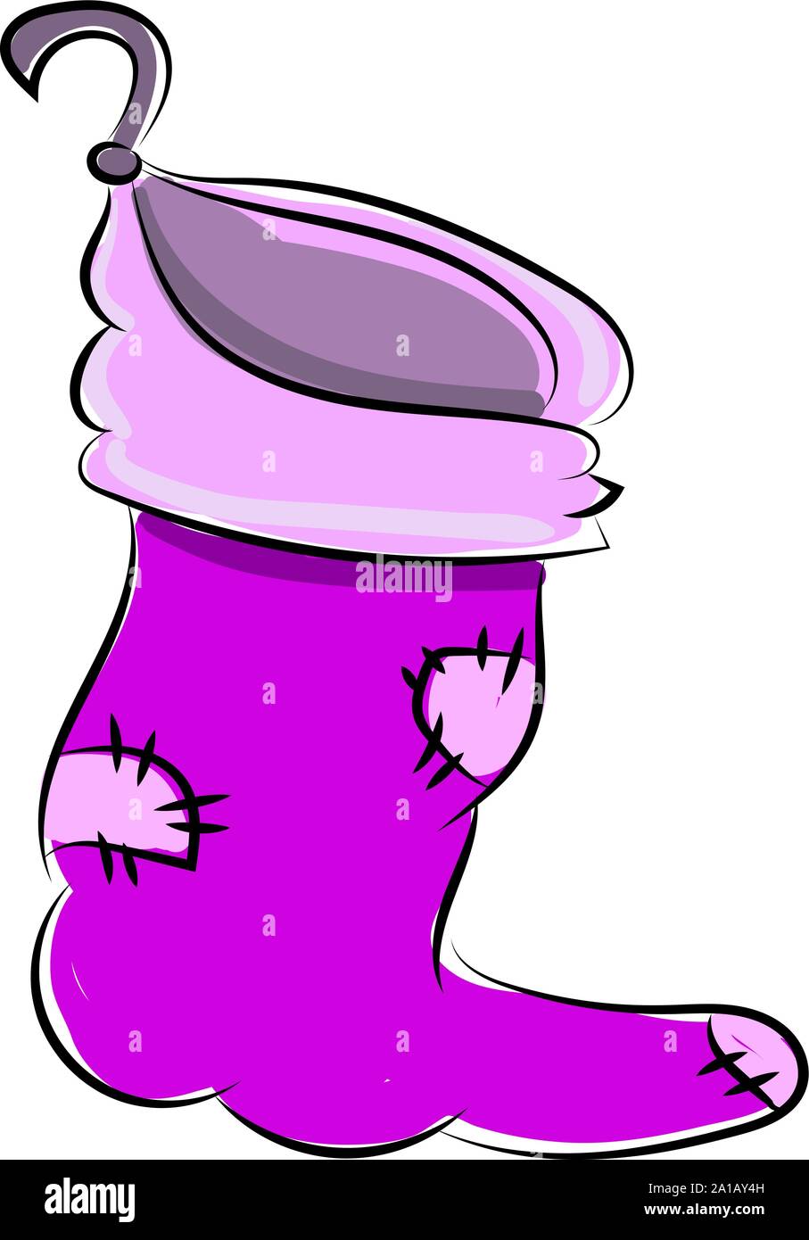 Pink sock, illustration, vector on white background Stock Vector Image ...