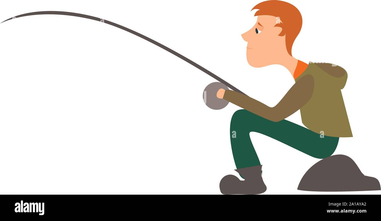 Fisherman, illustration, vector on white background Stock Vector Image ...