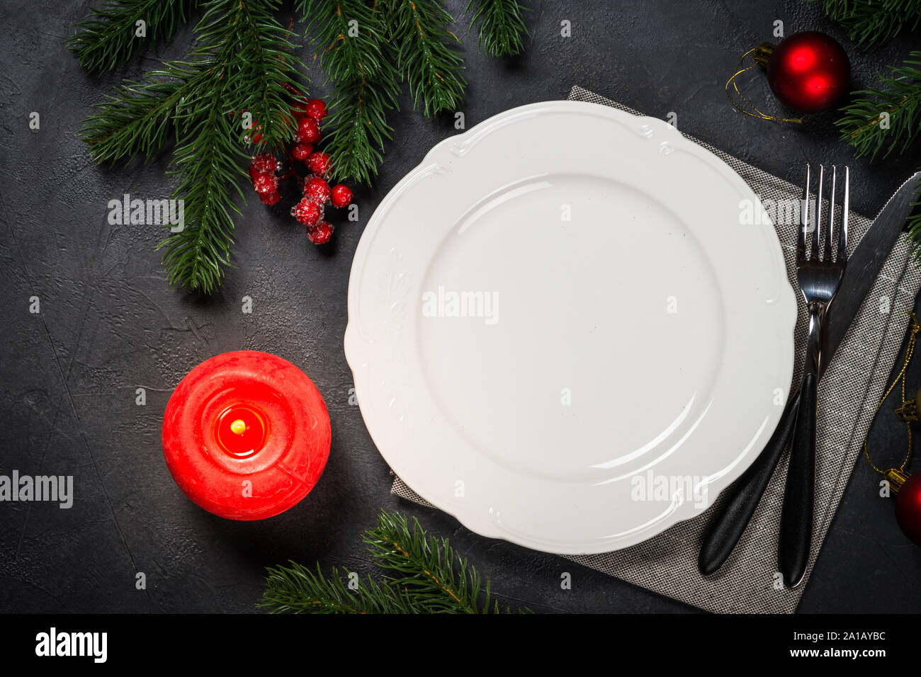 Christmas food background on black table Stock Photo - Alamy