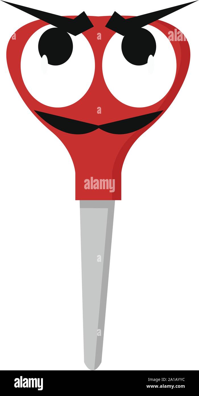 Angry scissors, illustration, vector on white background Stock Vector ...