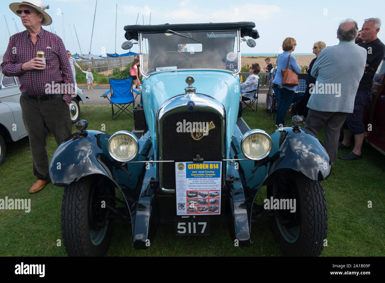 A pale blue 1927 Citroen B14 12/24 Touring Convertible Torpedo at the ...