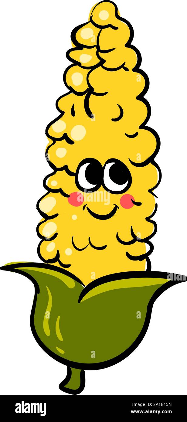 Cute corn, illustration, vector on white background Stock Vector Image ...