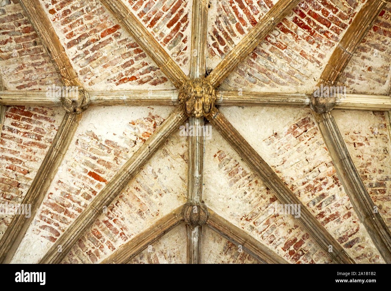 A view of the vaulting supporting the upper room of the south porch at ...
