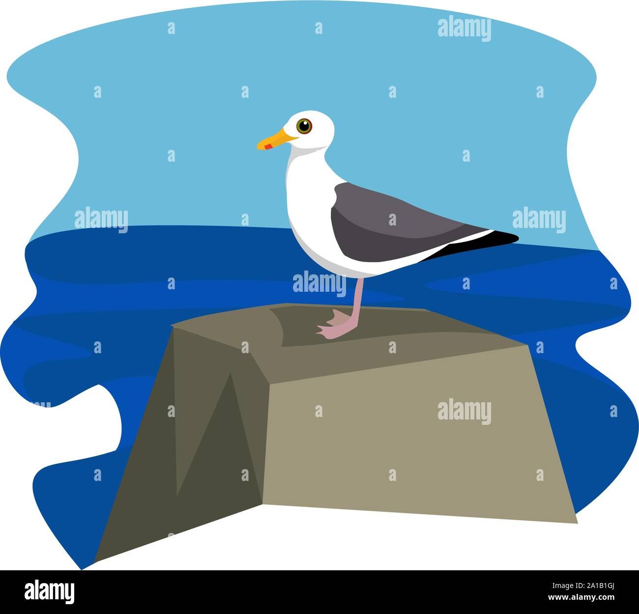 Seagull, illustration, vector on white background Stock Vector Image ...