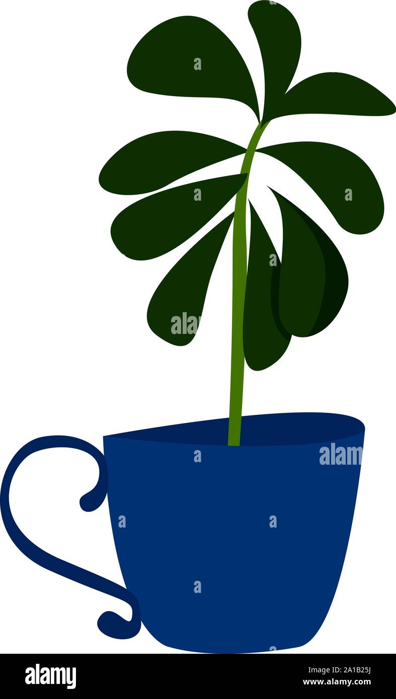 Plant in blue pot, illustration, vector on white background Stock ...