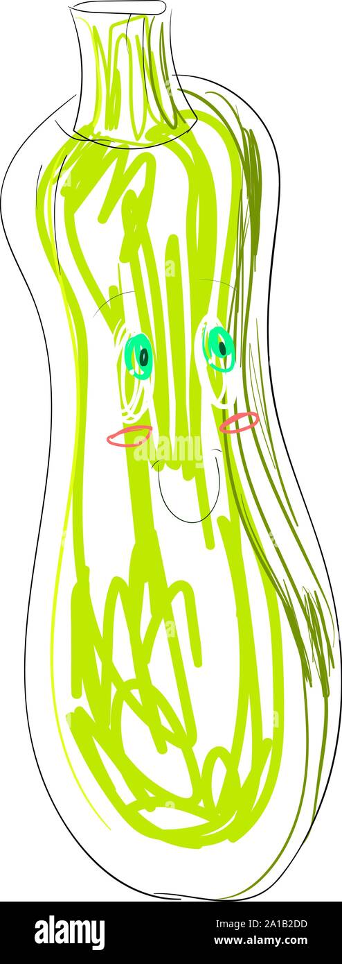 Happy zucchini, illustration, vector on white background Stock Vector ...