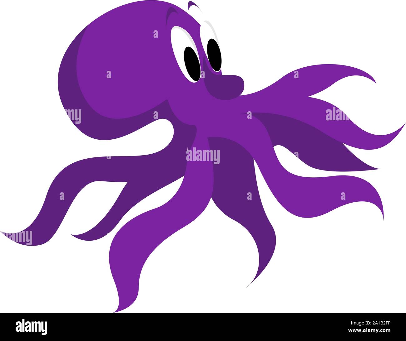 Purple octopus, illustration, vector on white background Stock Vector ...