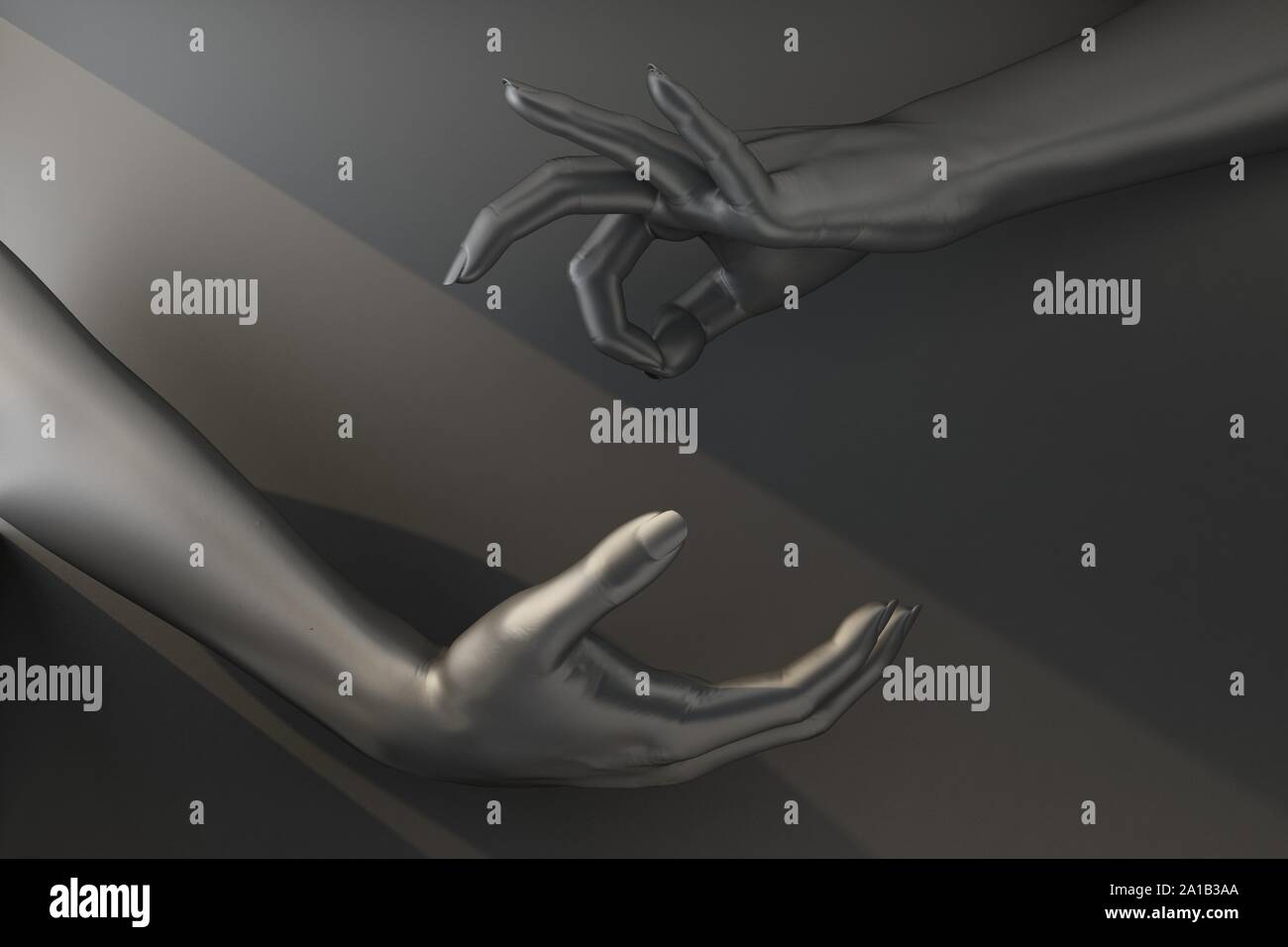 gesture of two black hands. 3d rendering Stock Photo - Alamy