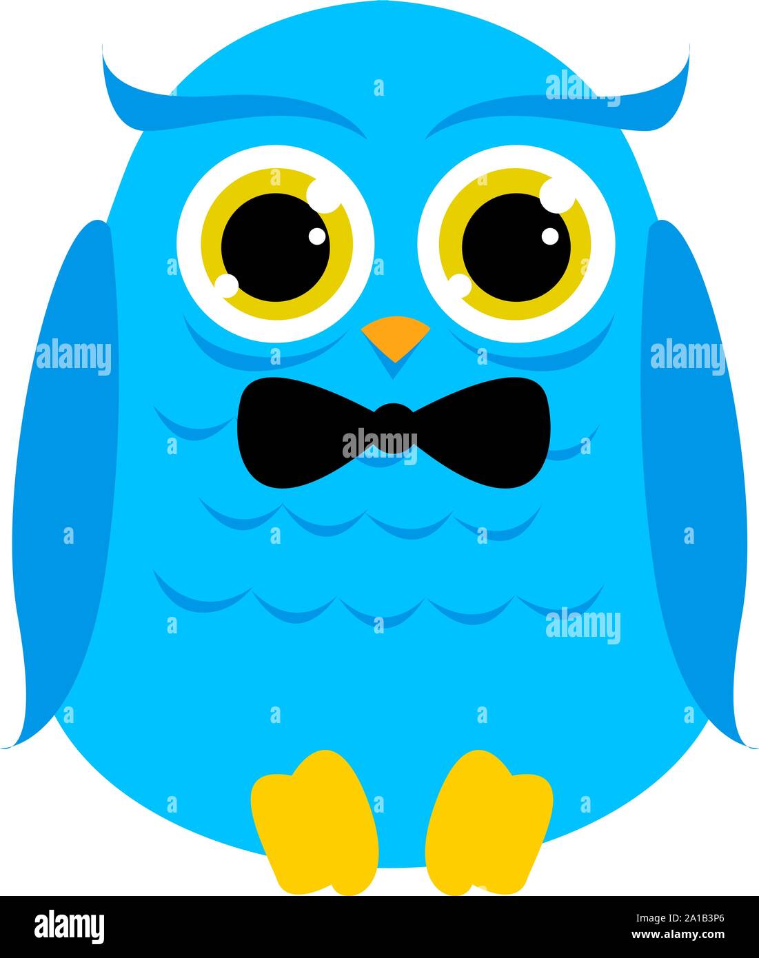 Blue owl, illustration, vector on white background Stock Vector Image ...