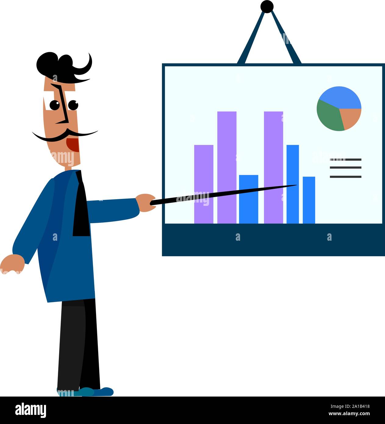 Man presenting, illustration, vector on white background Stock Vector ...